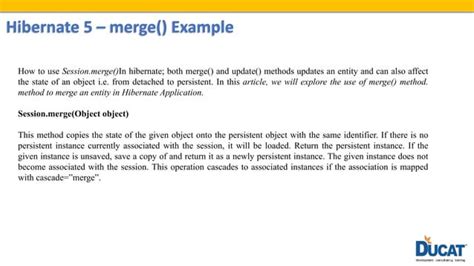 Hibernate 5 Merge Example Ppt