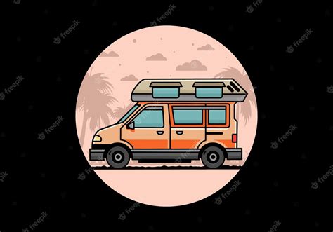 Premium Vector Van Camper Illustration Badge Design