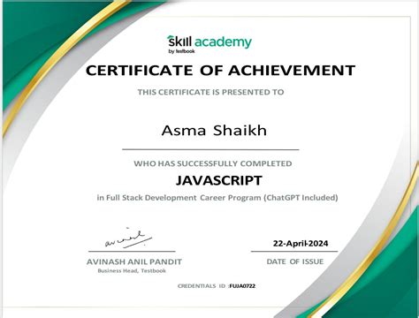 Asma Shaikh On Linkedin Exciting Update Just Unlocked My Javascript Course Certificate From