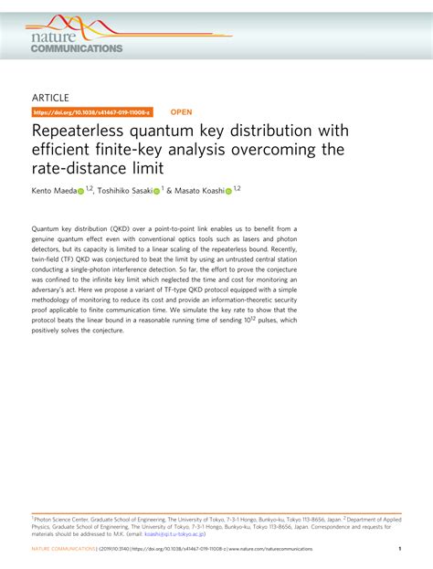 Pdf Repeaterless Quantum Key Distribution With Efficient Finite Key