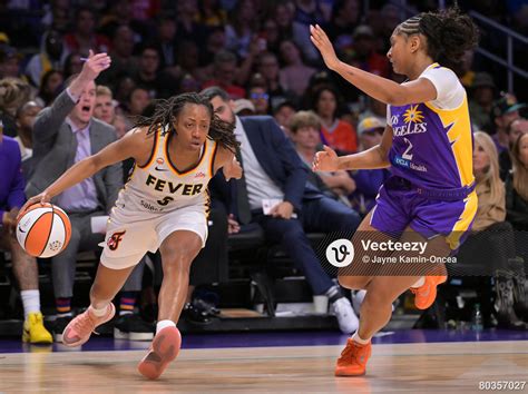 Indiana Fever Guard Kelsey Mitchell 0 Is Defended By Los Angeles