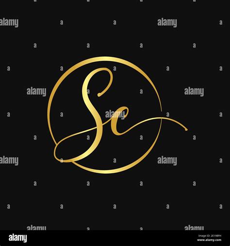 Initial Sc Letter Logo Design Vector Template Abstract Script Letter