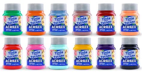 Kit 12 Tintas Para Tecido Acrilex 37ml Escolha As Cores MercadoLivre