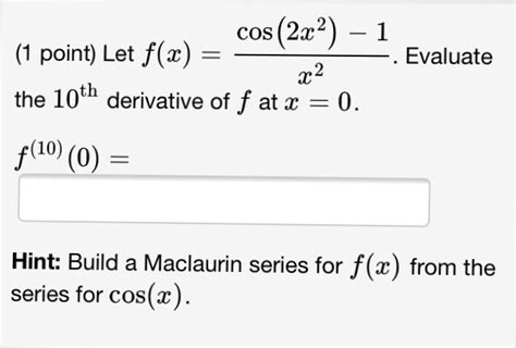 Solved Let F X Cos X X Evaluate The Th Chegg