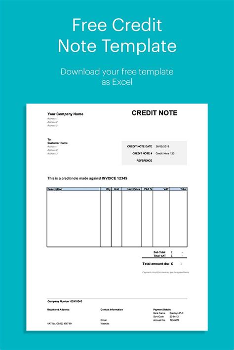 Free Credit Note Template Notes Template Invoice Template Memo Template