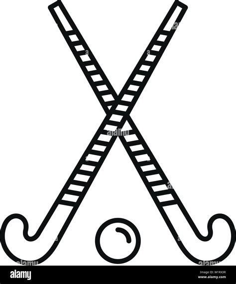 Field Hockey Crossed Sticks Icon Outline Field Hockey Crossed Sticks Vector Icon For Web Design