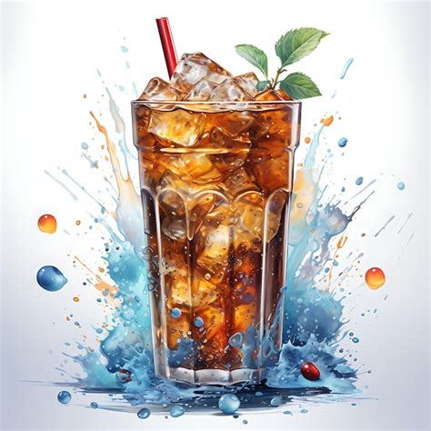 Arte Aquarela De Uma Bebida Pepsi Representando O Conceito Criativo