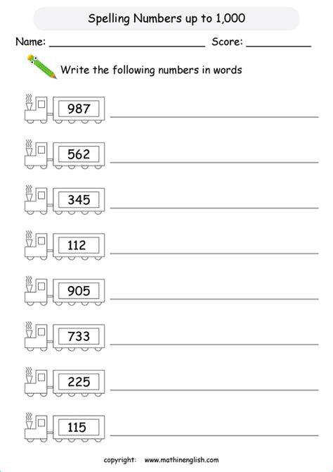 Write Number Words Up To 1 000 Math Grade 2 Practice Number Writing And