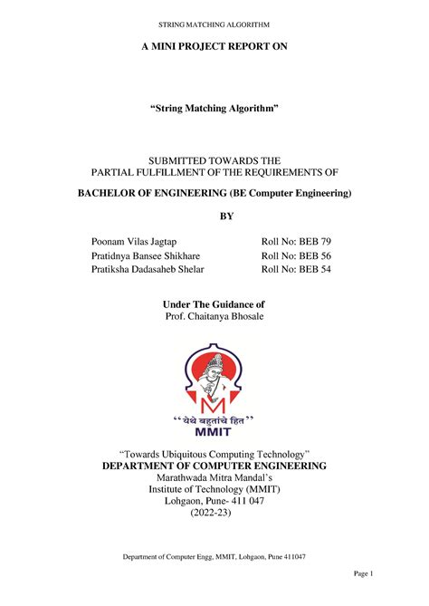 Beb Daa Mini Project It Is Important Department Of Computer Engg Mmit Lohgaon Pune 411047