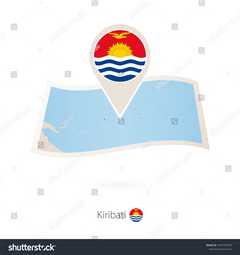 Folded Paper Map Kiribati Flag Pin Stock Vector Royalty Free