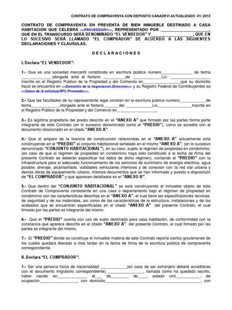 Compraventa En Preventa De Bien Inmueble Destinado A Casa Habitacion