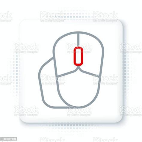 흰색 배경에 격리 된 라인 컴퓨터 마우스 아이콘 휠 기호가 있는 광학 다채로운 개요 개념 벡터 곡선에 대한 스톡 벡터 아트 및