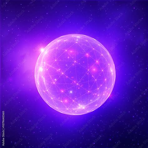 Bright Glowing Rotating Particle 3d Sphere In The Universe Abstract Technology Science