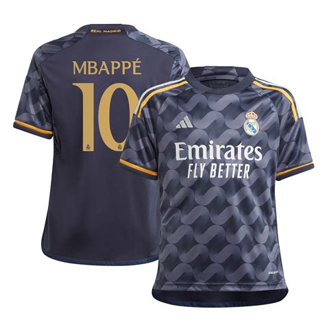 Kylian Mbappe 10 Real Madrid 202324 Away Youth Jersey Black