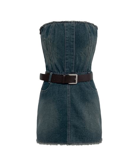 모니카 튜브 탑 데님 원피스 에이블리