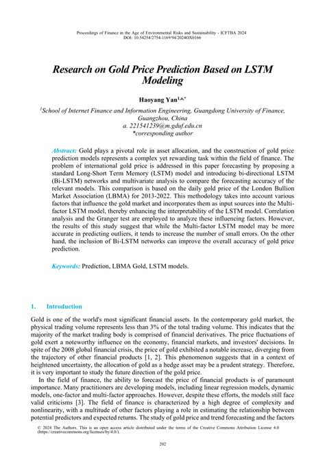 Pdf Research On Gold Price Prediction Based On Lstm Modeling
