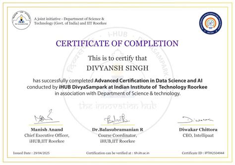 Intellipaat Datascience Artificialintelligence Iitroorkee Divyansh Singh