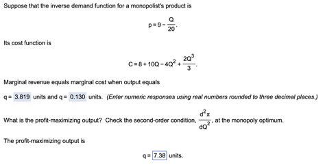 Solved Suppose That The Inverse Demand Function For A Chegg