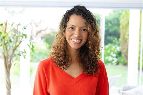 Premium Photo Portrait Of Smiling Young Beautiful Biracial Woman With