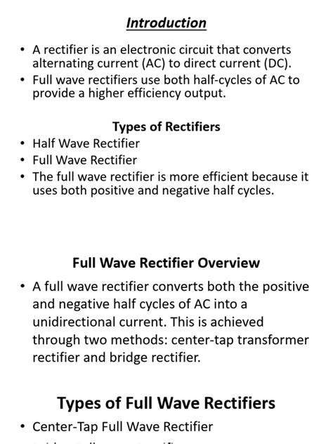 Full Wave Rectifier Presentation Pdf Rectifier Direct Current