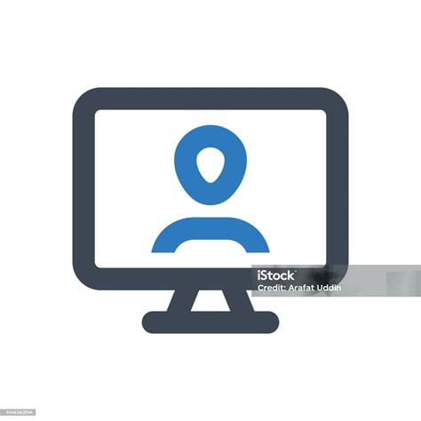 컴퓨터 사용자 아이콘벡터 일러스트 레이 션입니다 컴퓨터 Pc 사용자 계정 프로필 아바타 노트북 로그인 사람 암호 화상 통화 선