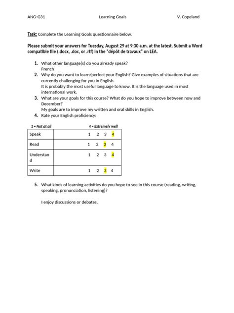 learning goals pdf