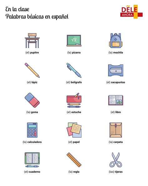 En la clase Palabras básicas en español Vocabulario