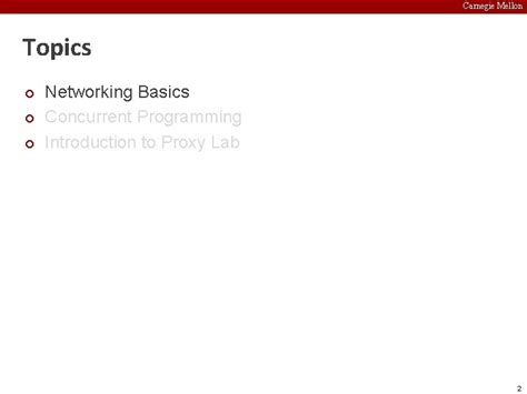 Carnegie Mellon Networking Basics And Concurrent Programming Shiva