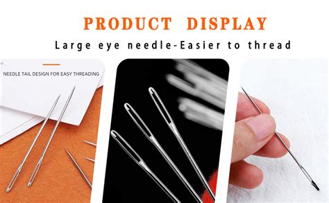 42pcs Large Eye Sewing Needles 6 Sizes With Threader For