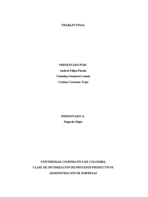 Trabajo Final Pdf Programación Lineal Inventario