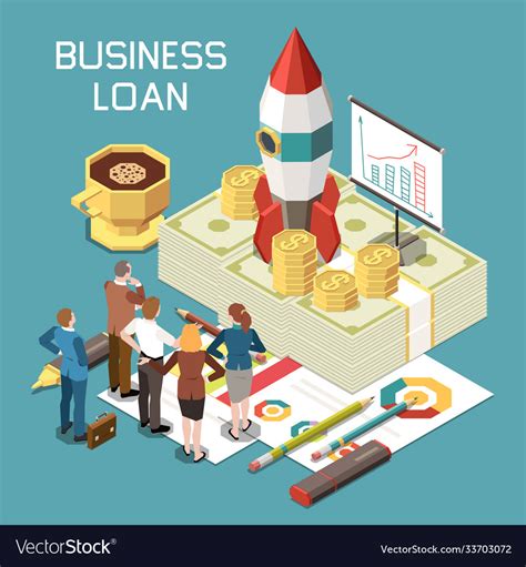 Business Loan Isometric Composition Royalty Free Vector