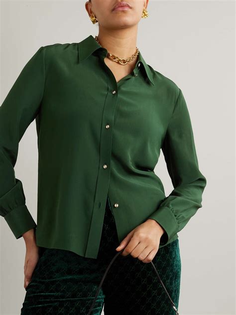 Gucci Embroidered Silk Crepe De Chine Shirt Net A Porter