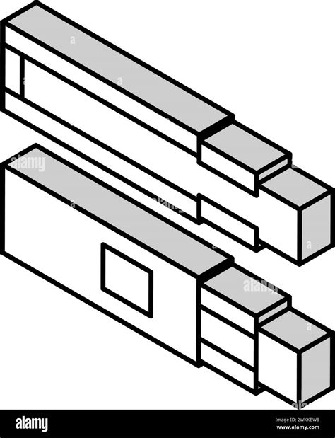 Drawer Slide Hardware Furniture Fitting Isometric Icon Vector