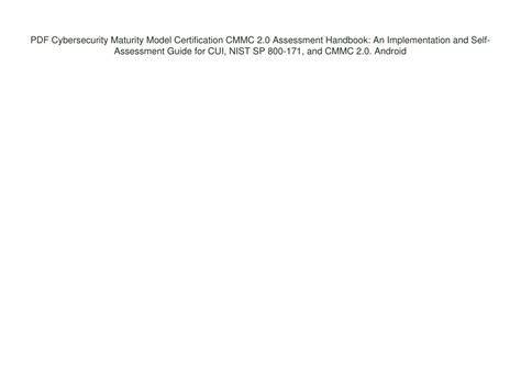 Ppt Pdf Cybersecurity Maturity Model Certification Cmmc 20