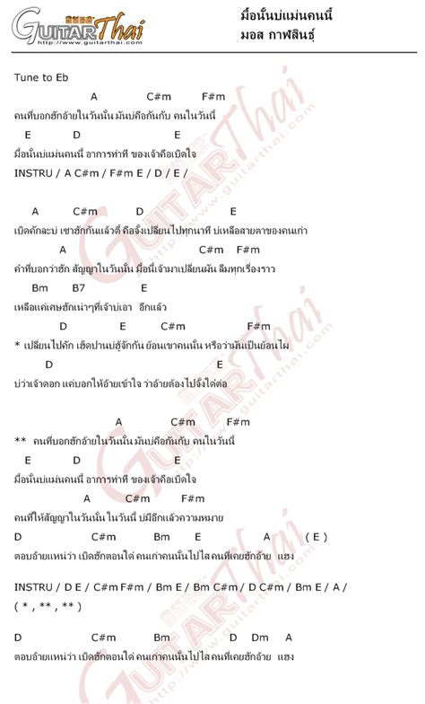 คอร์ดเพลง มื้อนั้นบ่แม่นคนนี้ มอส กาฬสินธุ์