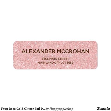 Faux Rose Gold Glitter Foil Pink Return Address Label Zazzle Rose