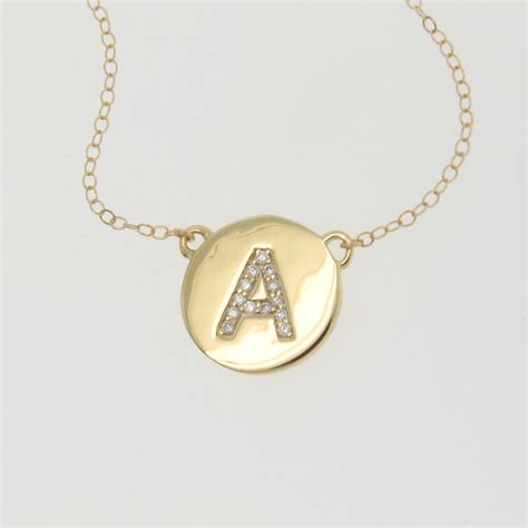 Diamond Initial Necklace Your Letter Necklace 14k Yellow