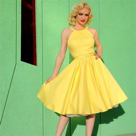 Pinup Couture Dresses Pinup Girl Clothing Yellow Harley Dress