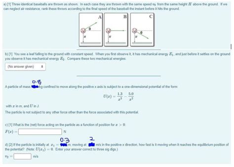 Solved A 1 Three Identical Baseballs Are Thrown As Shown