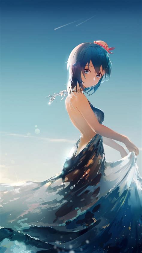 大海 少女 裙子唯美艺术 手机壁纸