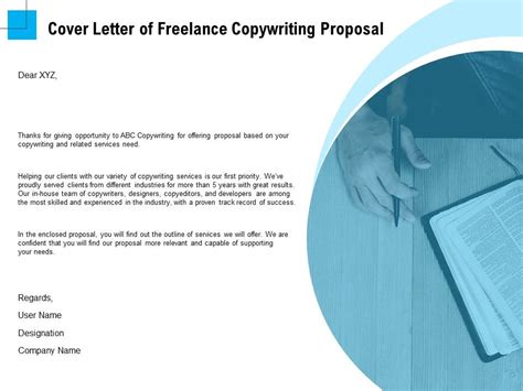 Freelancer Rfp Cover Letter Of Freelance Copywriting Proposal Ppt