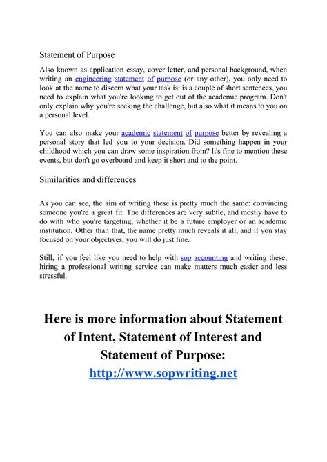 Statement Of Intent Statement Of Interest And Statement Of Purpose
