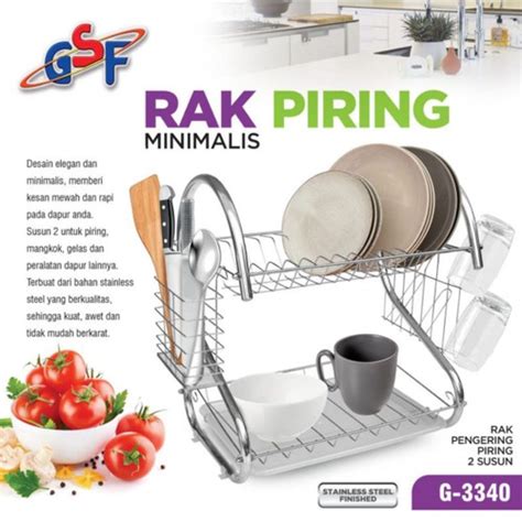 Jual Rak Piring Dapur Stainless 2 Susun Dua Tingkat Minimalis G 3340