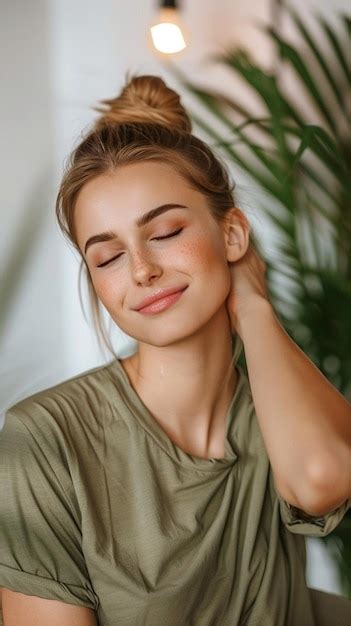 Young Woman Enjoying Shoulders Massage Premium Ai Generated Image