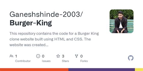 Github Ganeshshinde Burger King This Repository Contains The