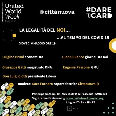 Settimana mondo unito il 6 maggio alle ore 19 La legalità del noi al