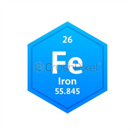 Iron Symbol Chemical Element Of The Periodic Table Vector Stock Stock