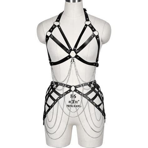 Arn S De Cuero Para Mujer Medias Sexy Cadena Bondage Bdsm Accesorios G