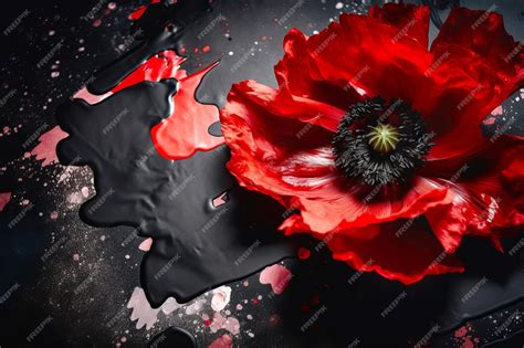 전쟁에서 쓰러진 사람들을 위한 기억의 상징인 붉은 양귀비 Veday 세계 대전 현충일 생성 Ai 일러스트레이션 프리미엄 사진