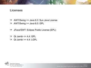 Java Gui Toolkits Swing Vs Swt Vs Jambi Ppt